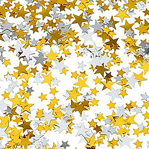 60 g Star Confetti Glitter Star Table Confetti Metallic Foil Stars for Party Wedding Festival Decorations (Gold Silver 60g, 10mm and 6mm)