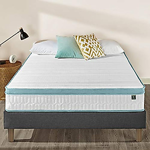 Zinus 10 Inch Mint Green Memory Foam Hybrid Spring Mattress, King, White