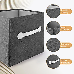 Vexqhovgalo Storage Bins Collapsible Basket - Foldable Fabric Organizing Cubes with Handles For Shelves Utility Room Bedroom Closet And Toys Large Sturdy Organizers 2 Pack (Grey)