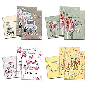 Tree-Free Greetings Wedding Greeting Cards Assortment - 4 Unique Congratulations Designs - Pack of 8 Individual Cards + Matching Envelopes, 5" x 7" (GA31462)