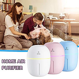 Easytoy Portable Mini Humidifier, 300mlCool Mist Humidifier, USB Personal Desktop Aromatherapy Diffuser with LED Light for Baby Bedroom Travel Office Car, Auto Shut-Off, 2 Mist Modes, Super Quiet
