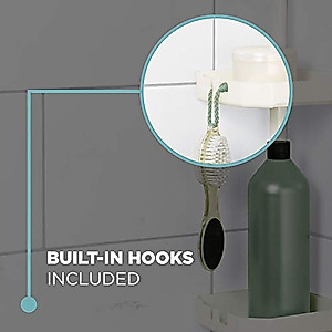 Zenna Home Tension Pole Shower Caddy, 3 Basket Shelves, Adjustable, 60 to 97 Inch, White