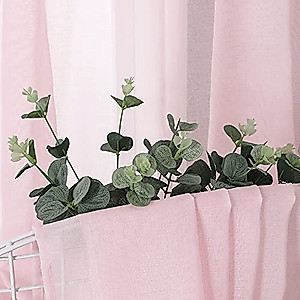 Tollpiz Sheer Valance Linen Textured Bedroom Valance Curtains Sheer Light Filtering Rod Pocket Voile Curtain Valances for Living Room, 54 x 16 inches Long, Pink, Set of 1 Panel