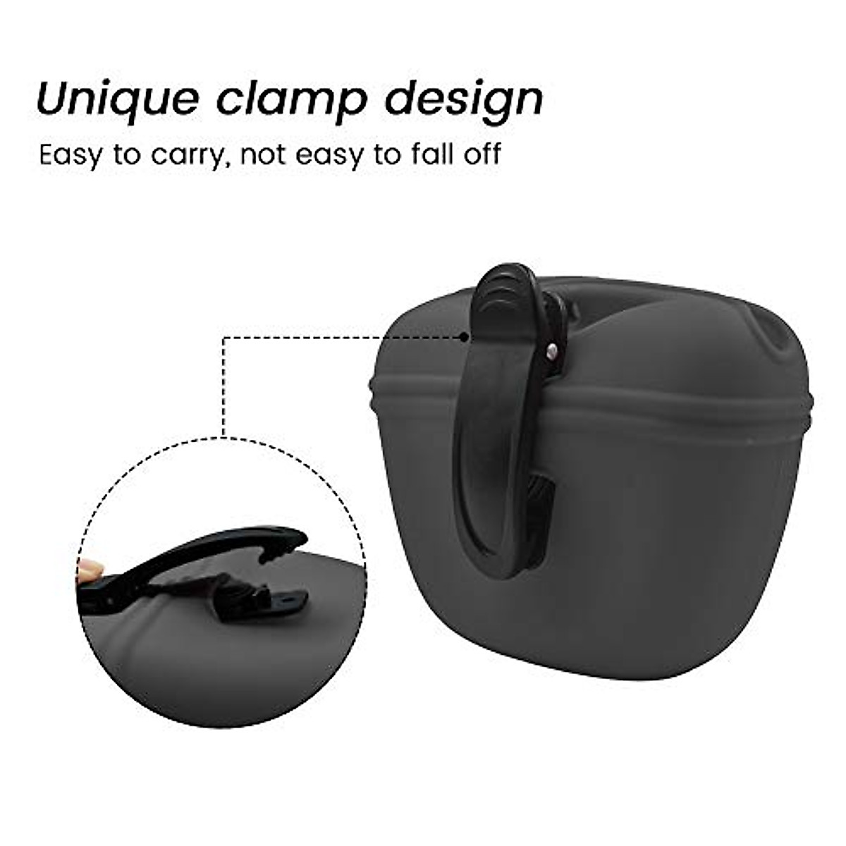 AUDWUD- Silicone Dog Treat Pouch - Clip on Portable Training Container – Convenient Magnetic Buckle Closing and Waist Clip - BPA Free