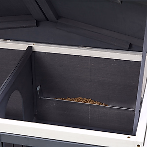 PawHut Rabbit Hutch, 2 Story Outdoor Bunny Cage with Slide-Out Tray, Run Cage, Openable Top for Rabbits, Guinea Pig, Dark Gray