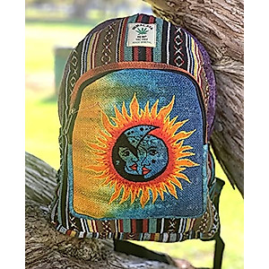 Himalaya Handmade Unique design Himalaya Hemp Backpack Small Backpack Hippie Backpack Festival Backpack Hiking & Tablet Backpack FAIR TRADE Handmade with Love, Rainbow Tie Dye, HBBH-0149