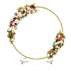 7.2FT Round Backdrop Stand - Circle Backdrop Stand Gold Balloon Arch Frame kit - Metal Wedding Arch Backdrop Stand - Circle Arch Gold Arch for Parties, Wedding, Baby Shower Decorations