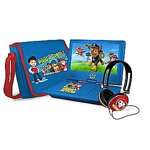 Ematic NKBY6341 Wired Nickelodeons Paw Patrol Theme 7-Inch Portable DVD Player with Headphones and Travel Bag, Blue