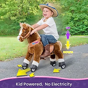 PonyCycle Ride on Horse Toy Plush Walking Animal Classic Model U Brown Horse Size 3 for Age 3-5 Ux324