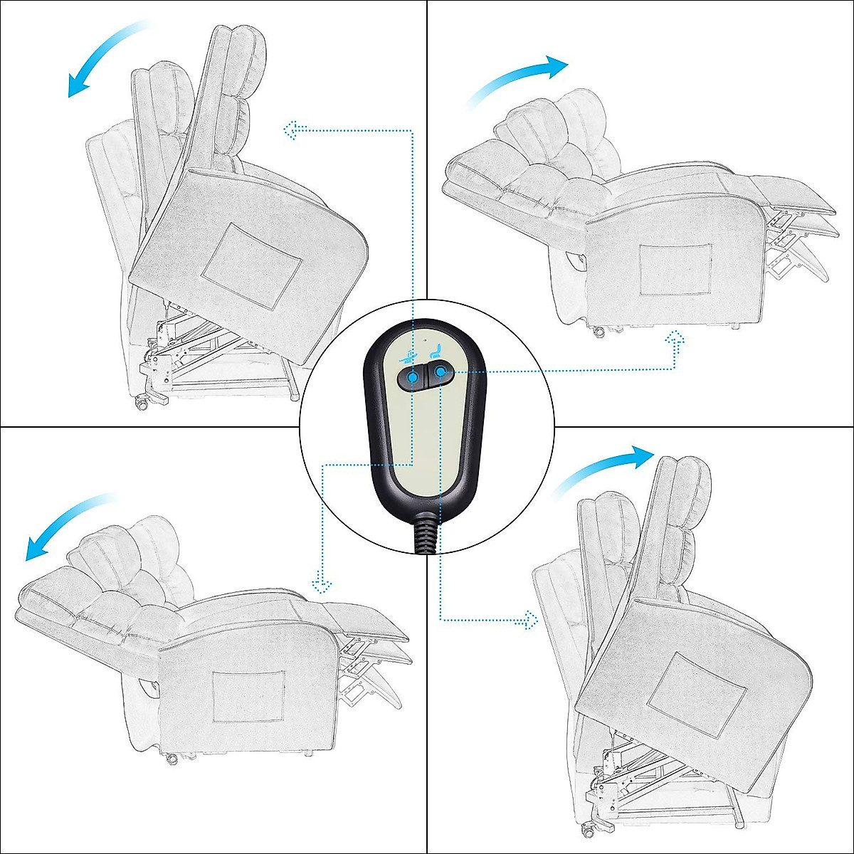 Pawnova Huge Thick Padded Seat Electric Power Lift Safety Device and Massage Function, PU Leather Living Room Single Sofa, Home Leisure Recliner Chair for Elderly People, 29.50"x 25.00"x 25.00", Black