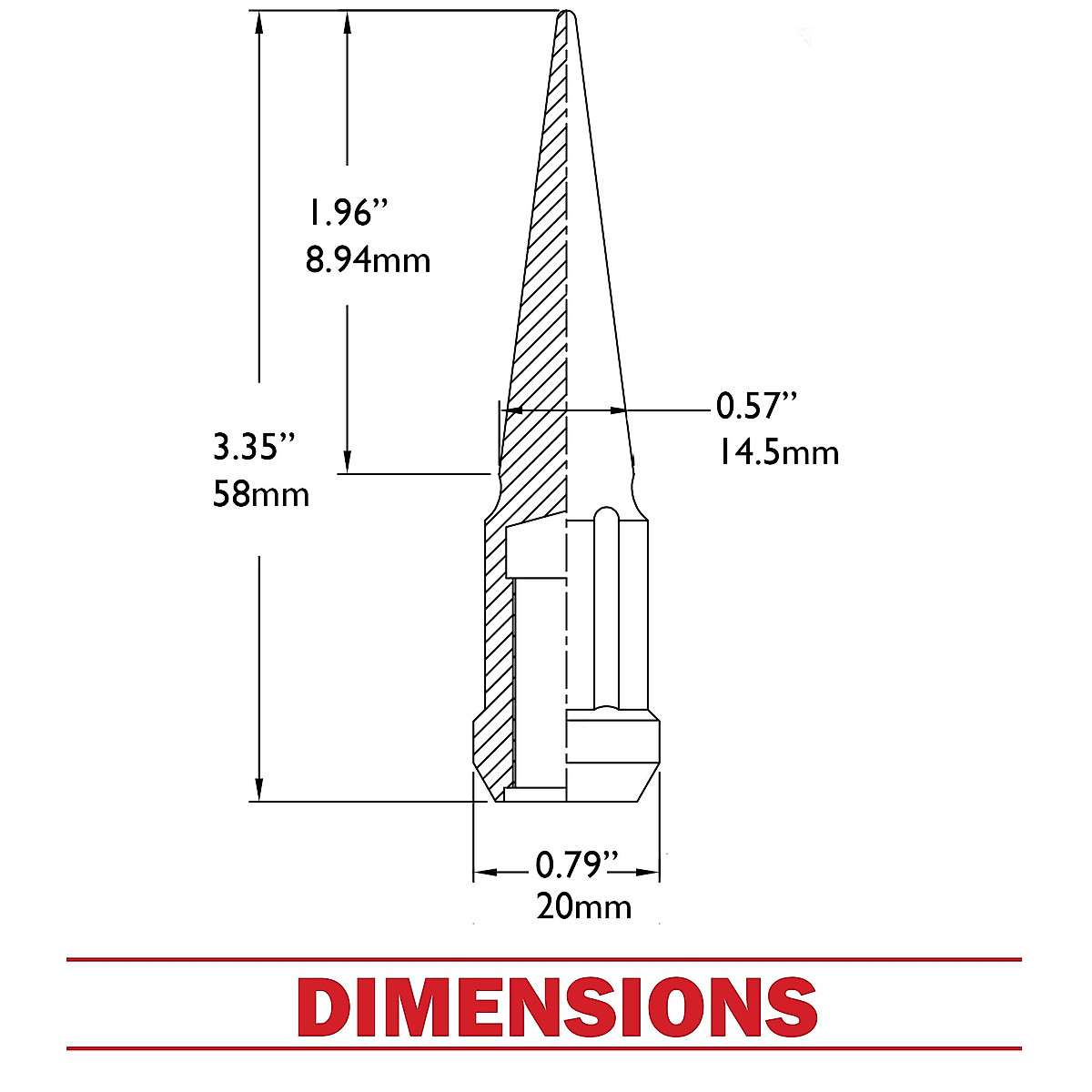 Wheel Accessories Parts Set of 16 ATV/UTV Red Spike Installation Lug Nut Kit | Solid Metal Lug Nuts 12 X 1.5 Thread 3.35" Tall Closed End Bulge Acorn Spiked Lug Nut 1 Long Socket Key (M12x1.50)