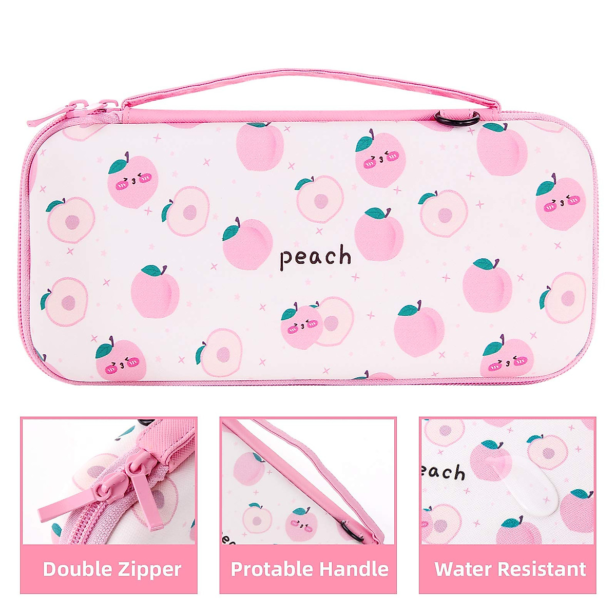 AOLDHYY Niclogi Carry Case for Nintendo Switch, Hard Shell Protective Cover Travel Carrying Bag with 12 Game Card Slots, Inner Storage Bag for Switch Console Controller & Game Accessories, Peach Pattern