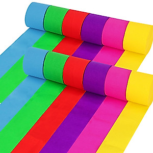 Coceca 12 Rolls Streamers Crepe Paper in 6 Colors for Rainbow Party Wedding Birthday Ceremony Festivals Decoration