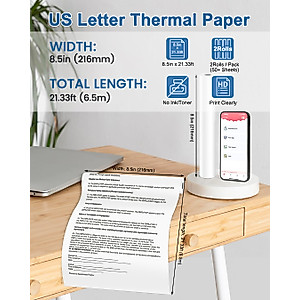 Memoking Portable Printer for Travel, Bluetooth Thermal Printer Support 8.5" X 11" US Letter & A4 Size Thermal Paper, Inkless Printer Compatible with iOS, Android & Laptop for Office, Home, School