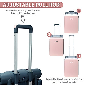 LemoHome Expandable Luggage with Spinner Wheels,Large Suitcases with Child Seat Design,Hard Luggage for Women and Men,20 inch Hardside Carry on Luggage for Travel (Pink)