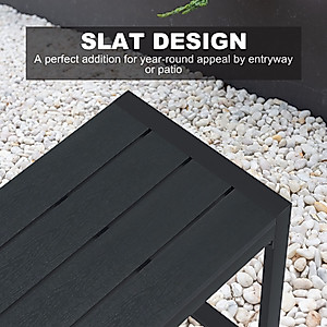 VICLLAX 3-Person Outdoor Bench 53" Long Garden Bench Metal Frame Backless Porch Patio Bench, Black