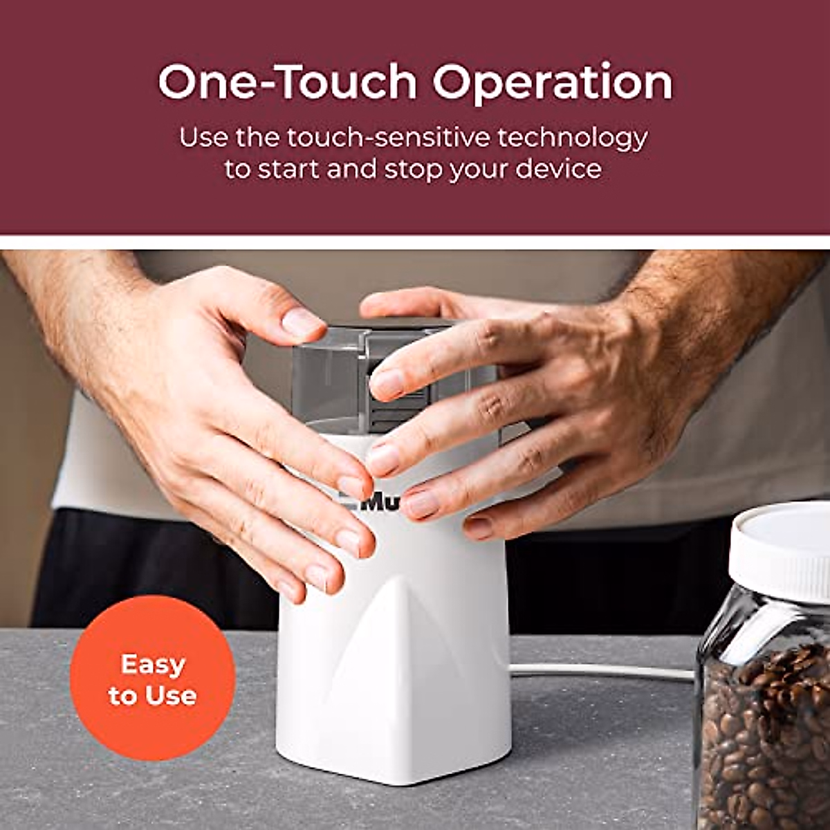 Mueller Austria HyperGrind Precision Electric Spice/Coffee Grinder Mill with Large Grinding Capacity and HD Motor also for Spices, Herbs, Nuts, Grains, White