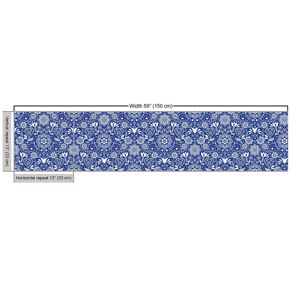 Ambesonne Navy Blue Fabric by The Yard, Ethnic Repeating Flowers Folkloric Traditional Ornamental Motifs, Decorative Fabric for Upholstery and Home Accents, 3 Yards, White and Lavender Blue