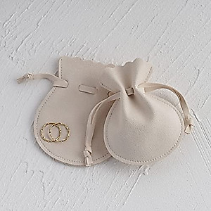 PandaSew Jewelry Bag 20pcs Luxury 10x8cm Microfiber Jewelry Pouch for Rings,Necklace,Pendant Gift Drawstring Packaging Bags, Beige