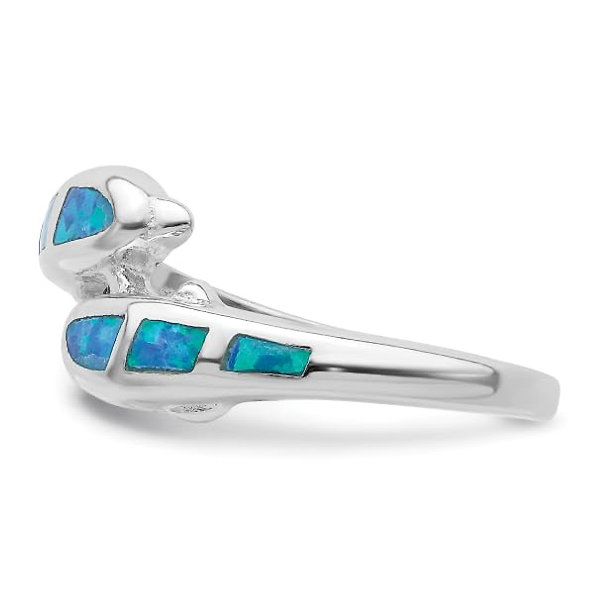 IceCarats 925 Sterling Silver Created Blue Opal Sea Dolphin Ocean Fish Beach Nautical Ring Size 8