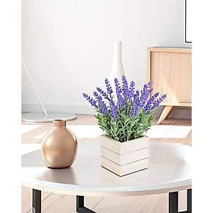 DDHS Artificial Lavender Flowers Potted Plant 2 Packs Spring Fake Plants for Farmhouse Home Kitchen Bedroom Decor Indoor Outdoor Wedding Garden Office Patio Decoration