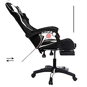 DCOT Executive Office Chair - High Back Office Chair with Footrest and Thick Padding - Reclining Computer Chair with Ergonomic Segmented Back, Black (Color : D)