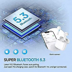 Wireless Earbuds, Bluetooth 5.3 Headphones with Active Noise Cancelling Air Buds Pods 3D Stereo in-Ear Built-in Microphone IPX7 Waterproof Earphones Sport Headsets for iPhone/Samsung/airpod Case