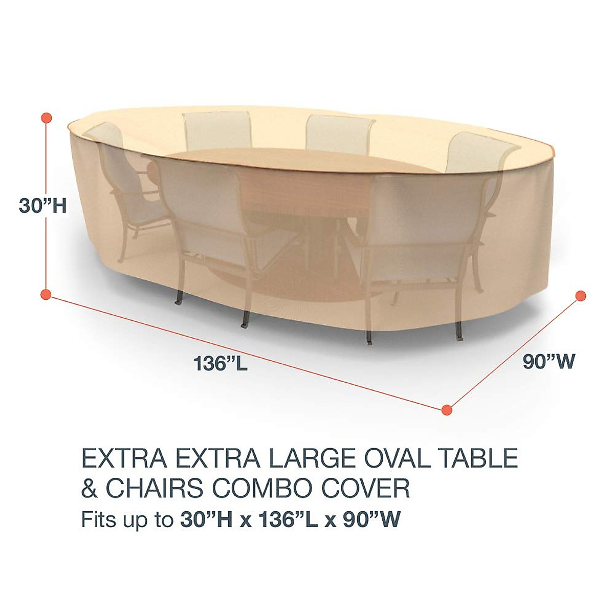 Budge Sedona Oval Patio Table & Chairs Combo Cover, Tan, Extra Large