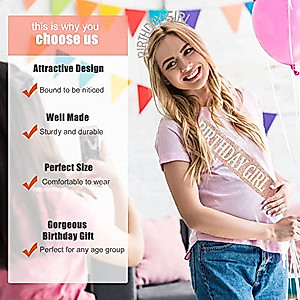 Birthday Crowns for Women, Birthday Girl Sash and Birthday Tiara for Women Girls Set, Birthday Girl Headband Princess Rhinestone Crown,Sweet Happy Birthday Party Decorations Hair Accessories,Rose Gold