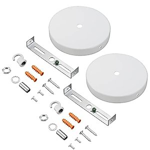 Aspen Creative 21510-22 Chandelier & Light Fixture Canopy Kit, 4-3/4" Diameter, 7/16" Center Hole, 2 Pack, Matte White