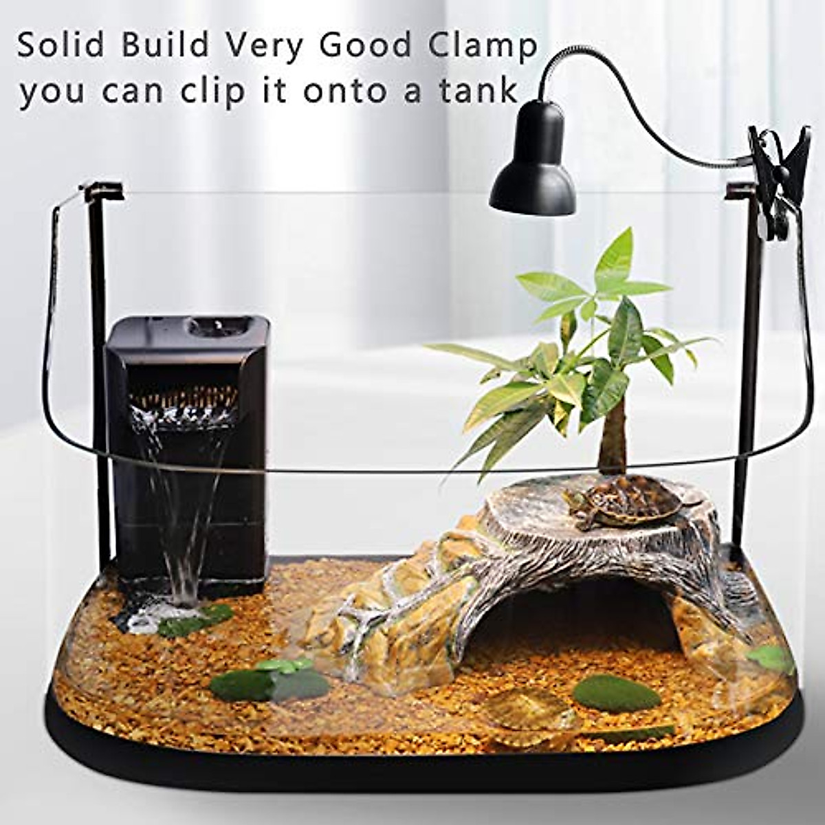 Reptile Heat Lamp, UVA UVB Reptile Light Basking Spot Lamp, Turtle Aquarium Tank Heating Lamps Holder & Switch Fixture for Aquatic Turtles Tortoise Snake Lizards Terrarium Amphibian with 3 Heat Bulbs