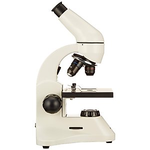 AmScope M120C-2L-PB10-E1 Digital Compound Monocular Microscope, WF10x and WF25x Eyepieces, 40x-1000x Magnification, Brightfield, Upper and Lower LED Illumination, Plain Stage, Includes Blank and Prepared Slides, 1.3MP Camera and Software