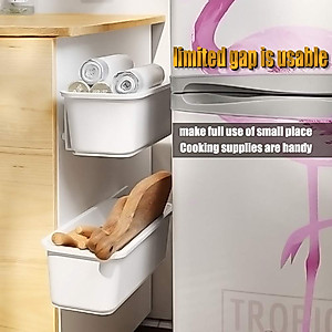 2 Pack Sliding Cabinet Basket for Bathroom, Pull out Storage Drawer Shelves for under Kitchen Sink or Limit Space, Long 14.8in by Wide 6in by Hight 4.4in, White