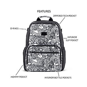 JuJuBe Zealous Diaper Bag Backpack and Fashionable Travel Bag with 9 Pockets