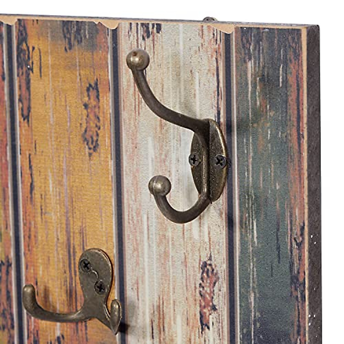 Deco 79 Wood 14 Hangers Wall Hook, 28" x 3" x 8", Multi Colored