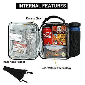 MIER Expandable Lunch Bag Insulated Lunch Box for Men Boys Teens to Work School Travel, Multiple Pockets Portable Lunchbox Bags with Shoulder Strap (Black/Red)