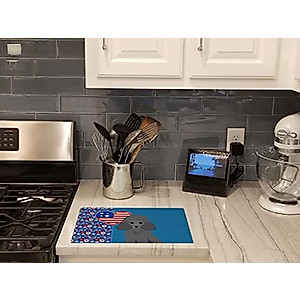 Caroline's Treasures WDK5270LCB Toy Grey Poodle USA American Glass Cutting Board Large, 12H x 16W, multicolor