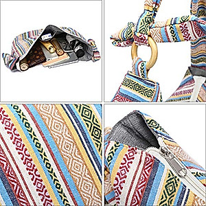 Women large Hippie Crossbody Bag cloth Hobo Sling Bag Cotton Bohemian Hand Bags (off-white)