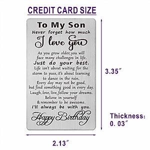 Son Birthday Gifts, Engraved Metal Card for Son Birthday, Happy Birthday Gifts for Son Unique