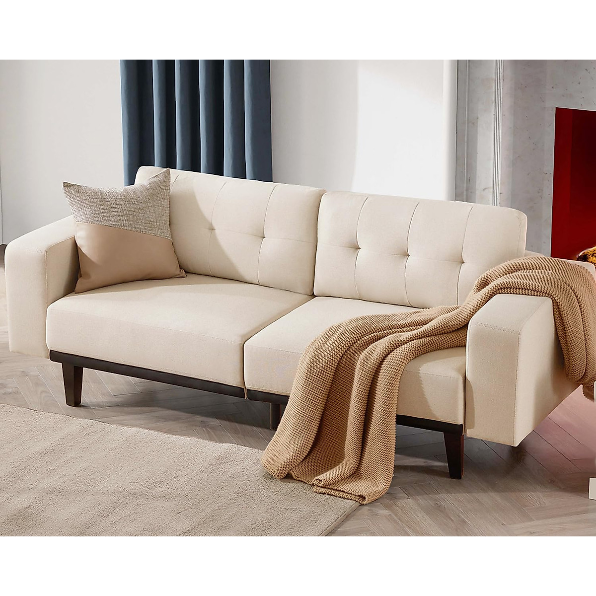 SOMEET 79''W Beige Sofas, Ivory