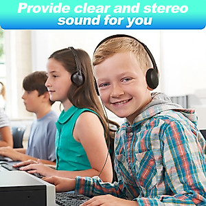 Hoteam 100 Pack Headphones for Classroom Bulk Students Adjustable Headphones Wired Pack Black Over The Head Earphones with 3.5 mm Plug for School Library Museums Teen Boys Girls Adults(Black)