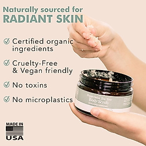 Peppermint Tea Tree Organic Body Scrub - USA Made Sugar Scrub with Natural Ingredients, Moisturizing Body & Foot Exfoliator for Dry and Sensitive Skin, Removes Dead Skin Cells & Reduces Ingrown Hair