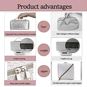 BOBOBOX Travel Cosmetic Bag Large Capacity Make Up Bag PU Leather Waterproof Portable with Handle and Divider Multifunctional Bag (Pink)