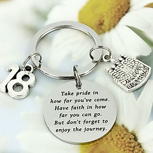 18th Birthday Gifts for Girls Take Pride in How Far You've Come and have Faith Key Chains Best Women Men Happy Eighteen 18th Birthday Keychain