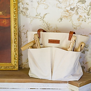 Berry&Bird Garden Tool Bag, Canvas Garden Tote With Pockets, Wear-Resistant Multi-Purpose Tool Storage Bag, Home Organizer Gardening Tool Kit for Indoor and Outdoor Gardening, 21.65" x 7.09" x 13.78"