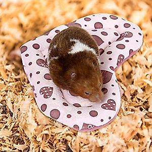 Hamster Mouse Winter Warm Pad - Mini Pet Bed Pads for Small Animals, Hedgehog / Guinea Pig / Dwarf Bunny / Rabbit's Warmer House Cotton Nest, Heart Shape (Pink)