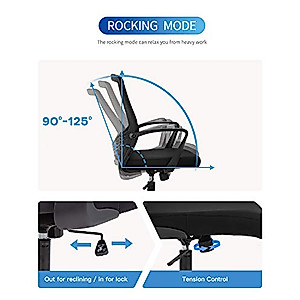 Home Office Chair Ergonomic Desk Chair Mesh Computer Chair Lumbar Support Modern Executive Adjustable Rolling Swivel Chair Comfortable Mid Black Task Chair, Black