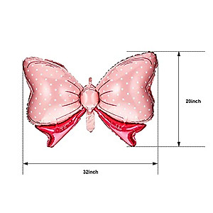 6 Pieces Bow Balloon Mouse Party Decoration Bowtie Pink Balloon Foil Pink Balloon Jumbo Bow Balloon for Wedding Bridal Shower Gender Reveal Balloon Party Gift Decoration(Large)