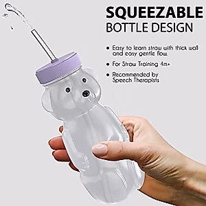 Honey Bear Straw Cup for Babies 3 pack; 8oz straw bear cup with improved safety lid design; honeybear baby cup straw; honey bear cup and honey bear bottle. Straw learning therapy cup(Unicorn- PURPLE)