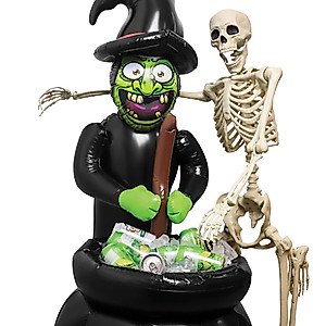 48" Inch Inflatable Witches Cauldron Candy Holder Bowl - Up to 72 Drink Beverage Cooler and Ice Chest Party - Inflables De Halloween Enfriador Candy Caldron